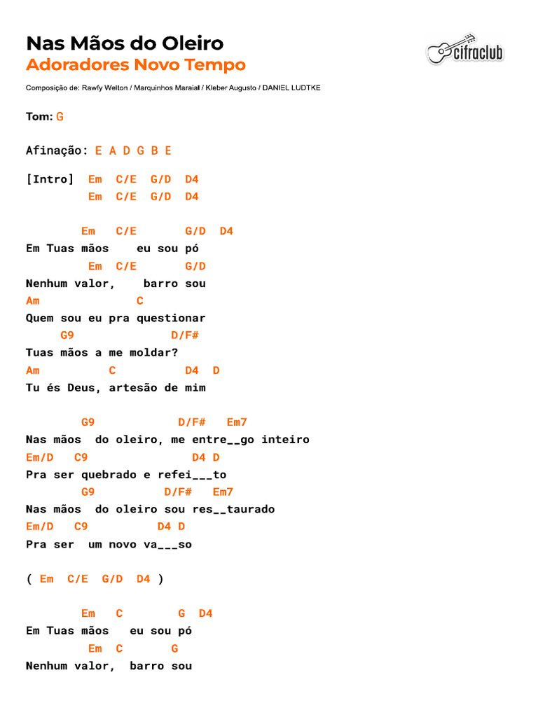 Nas Mãos Do Oleiro Cifra Pdf