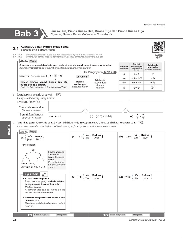Bab 3 Kuasa Dua, Punca Kuasa Dua, Kuasa Tiga, Punca Kuasa Tiga - 3.1.1 ...