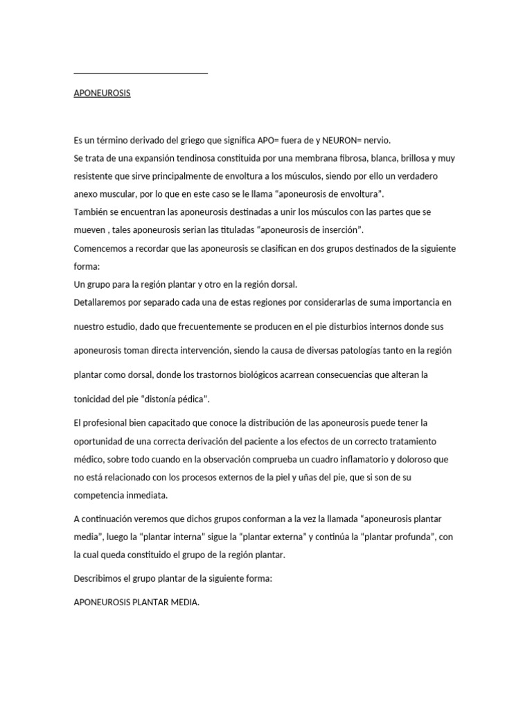 APONEUROSIS | PDF | Pie | Sistema musculoesquelético