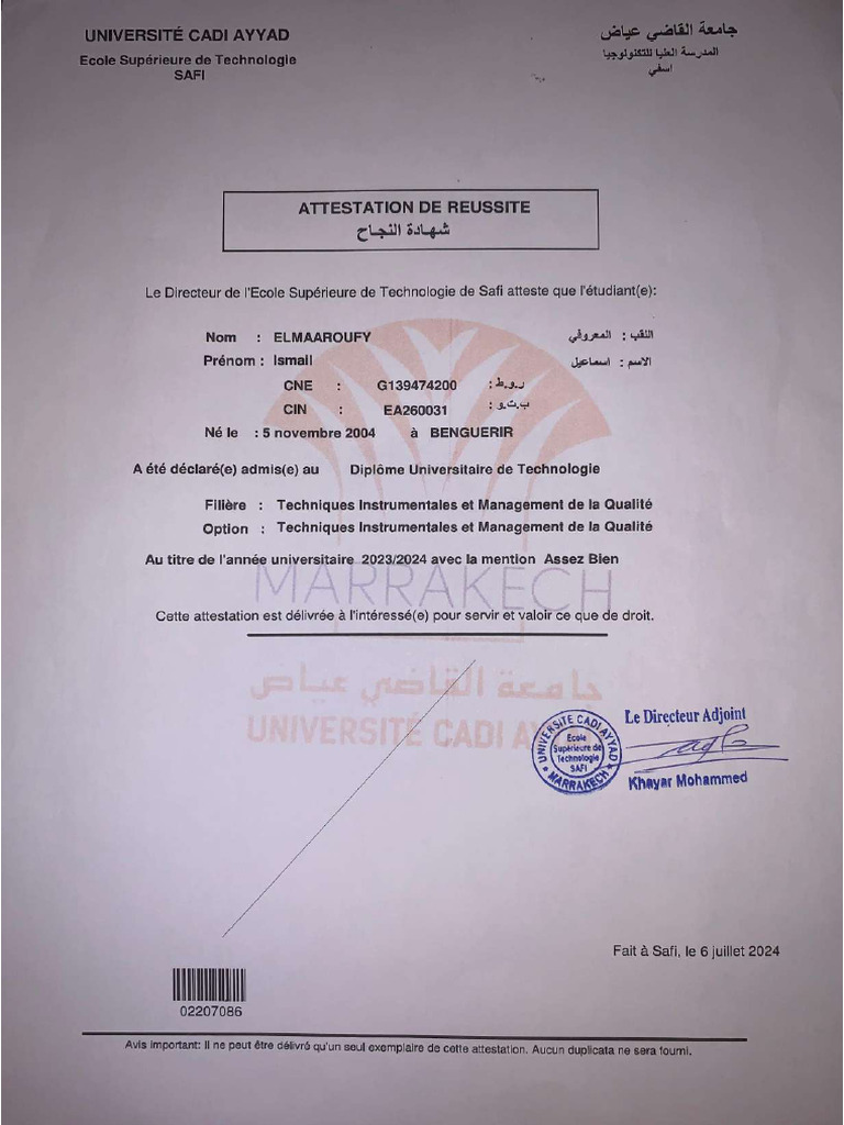 Attestation de DUT | PDF
