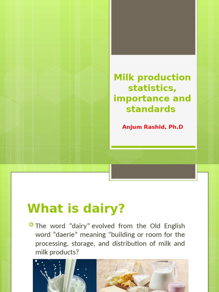 Milk Production: Statistics and Standards | PDF | Milk | Dairy