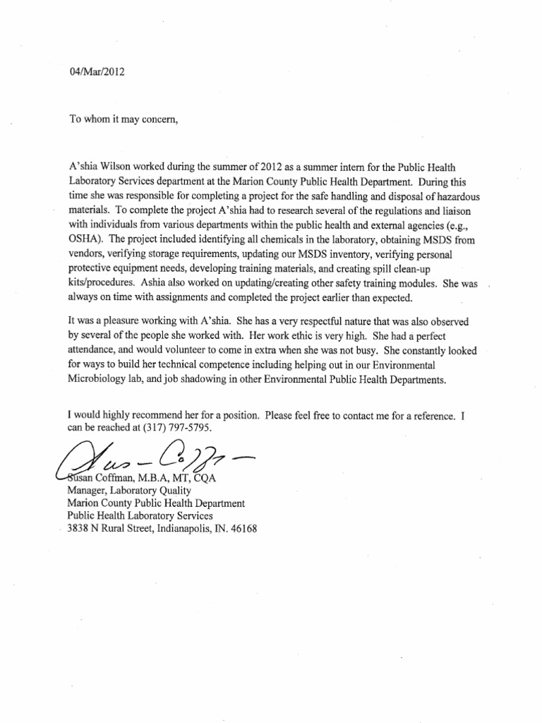Letter of Recommendation 2 | PDF