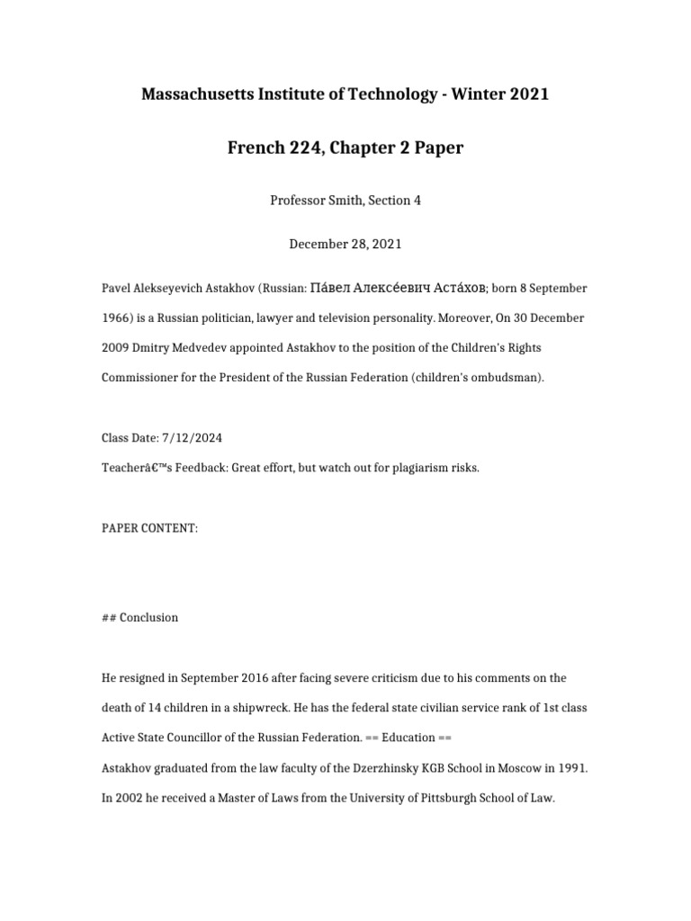 FRENCH_224_CHAPTER_2_PAPER | PDF | Russia | World Politics