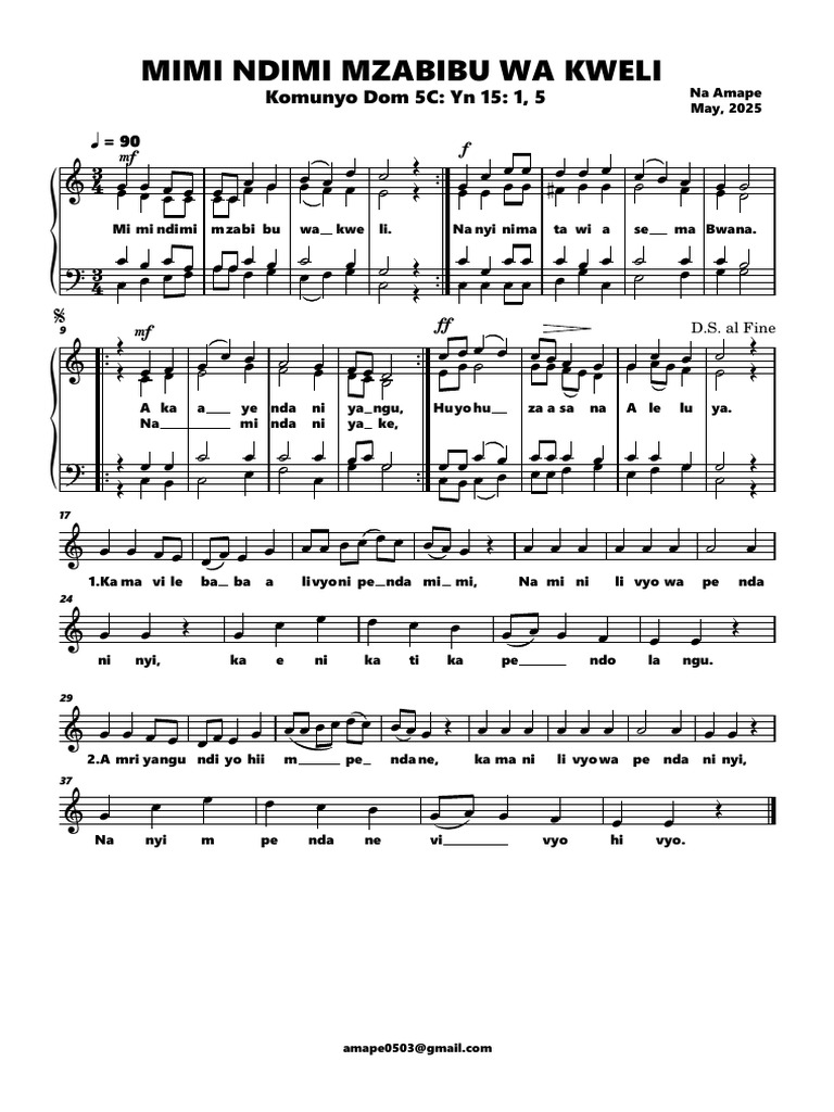 Mimi Ndimi Mzabibu Wa Kweli | PDF