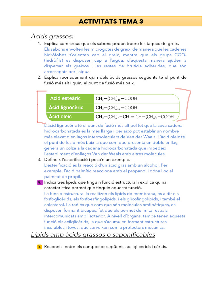 Exercicis Lipids Amb Solucions Similars Als Del Examen | PDF