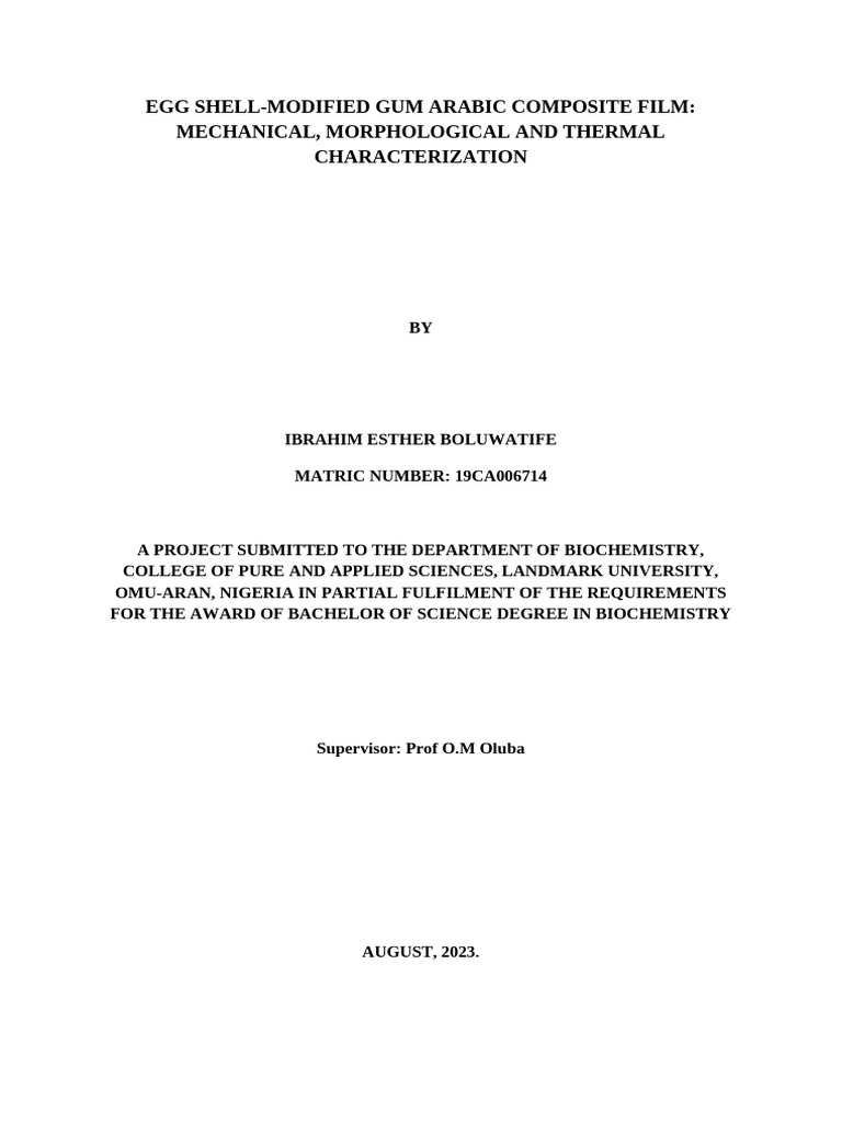 Ibrahim Esther Boluwatife Project 2 | PDF | Plastic | Antioxidant