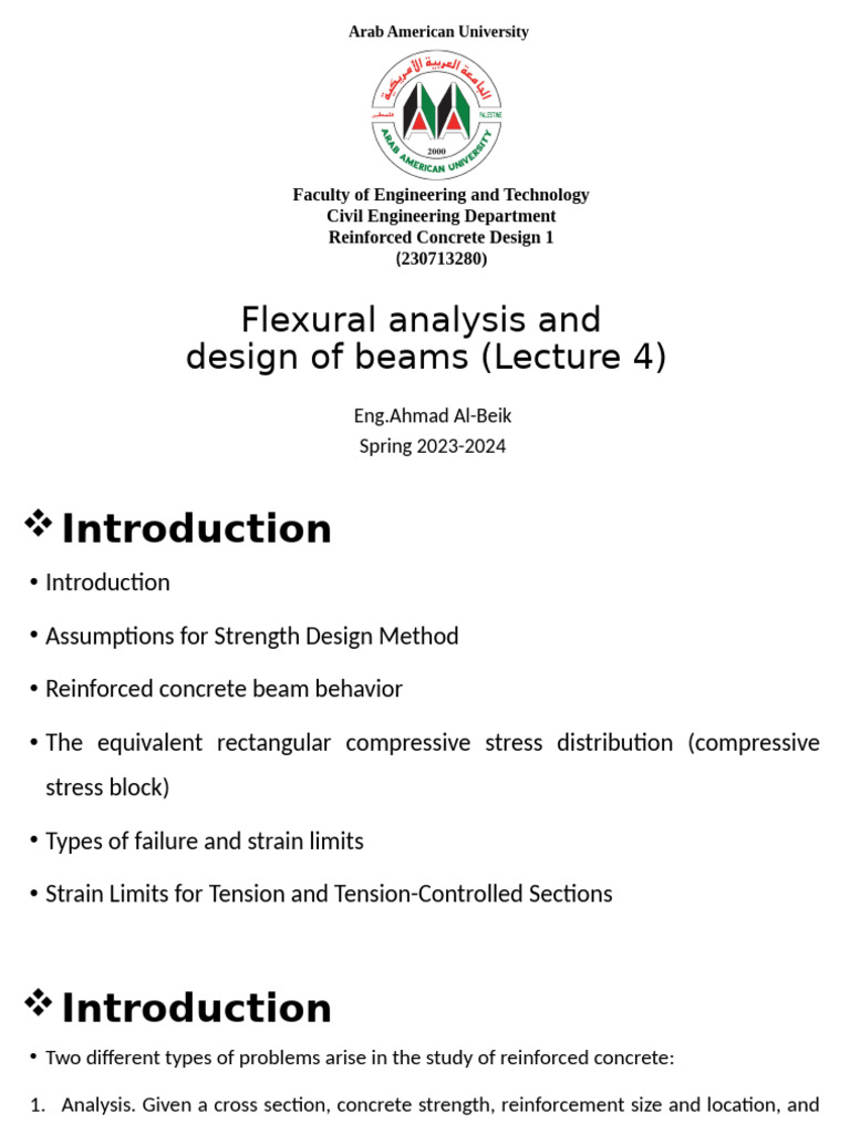 Flexural Design of Reinforced Beams | PDF | Reinforced Concrete ...