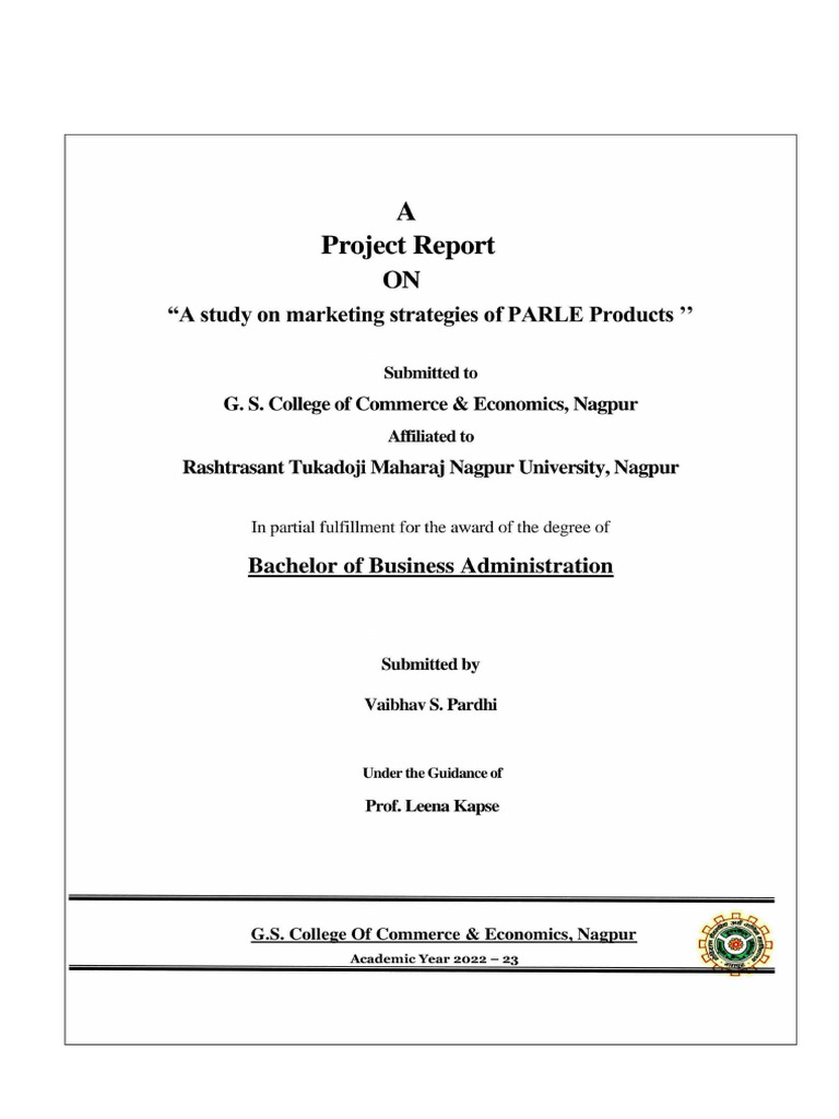 Parle Project by Hemanth Kumar138 | PDF