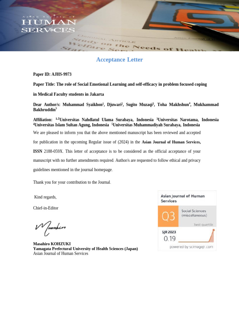 Acceptance Letter Paper ID AJHS-9973 | PDF