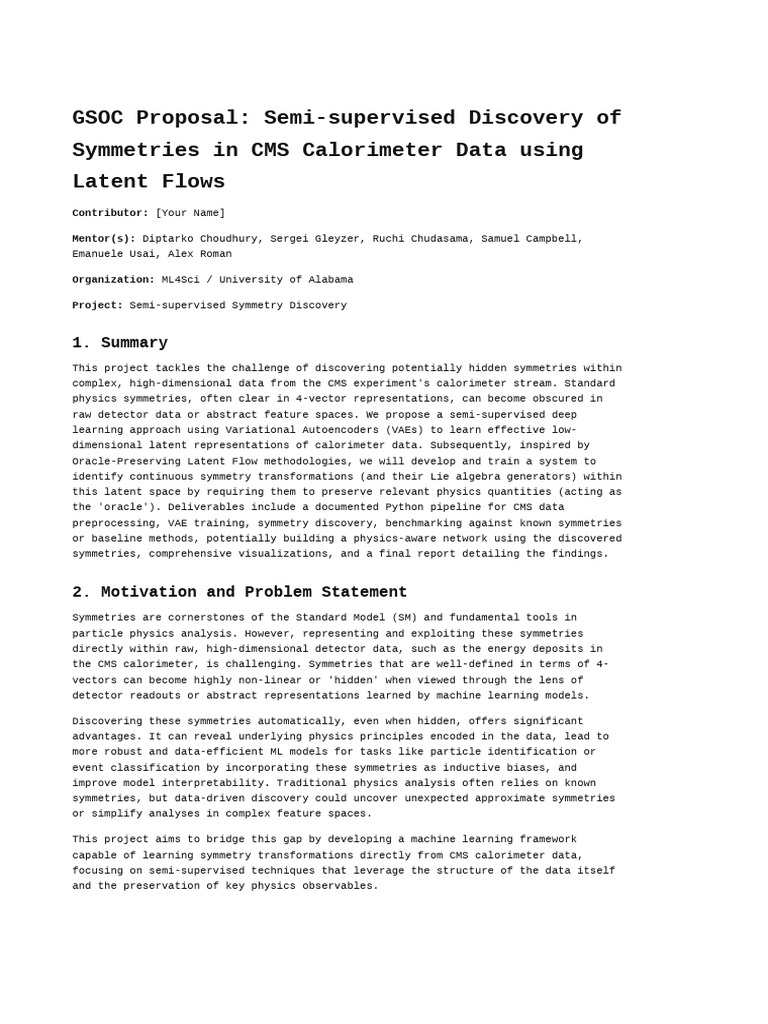 GSOC Proposal: Semi-Supervised Discovery of Symmetries in CMS Calorimeter Data Using Latent ...