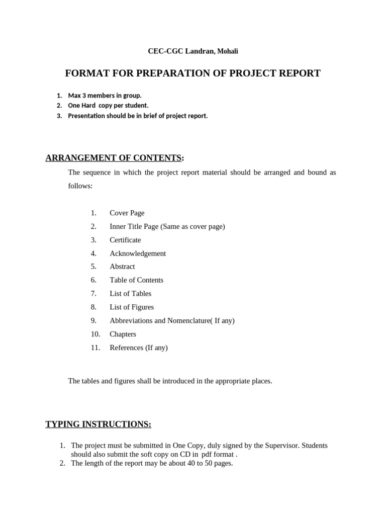 Project Format For Btech 6th Sem | PDF