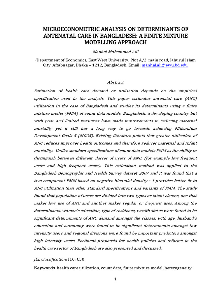 ANC Analysis With BDHS Data | PDF | Akaike Information Criterion | Regression Analysis