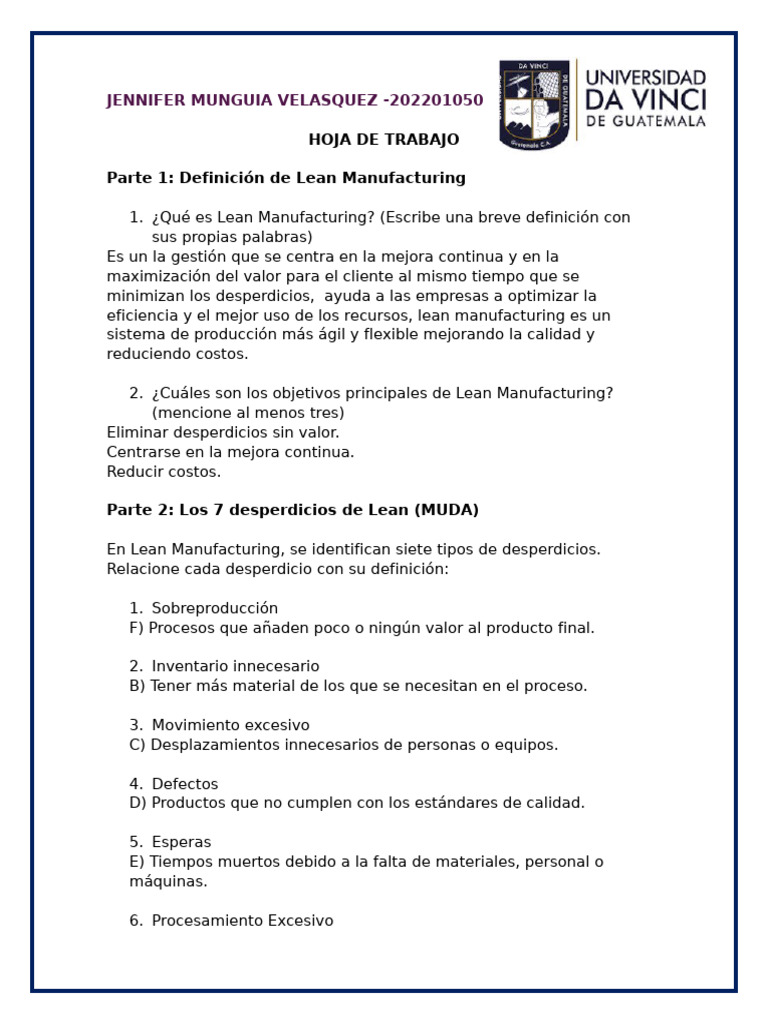 Tarea Operaciones | PDF | Lean Manufacturing | Producción y fabricación