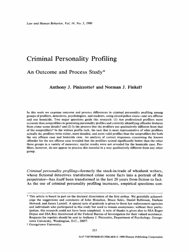1990 Criminal Personality Profiling | PDF | Offender Profiling | Crimes