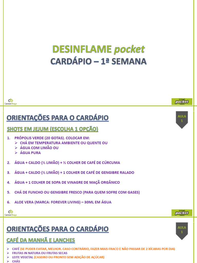 DESINFLAME - CardÃ¡pio#1 | PDF | Glúten | Caldo