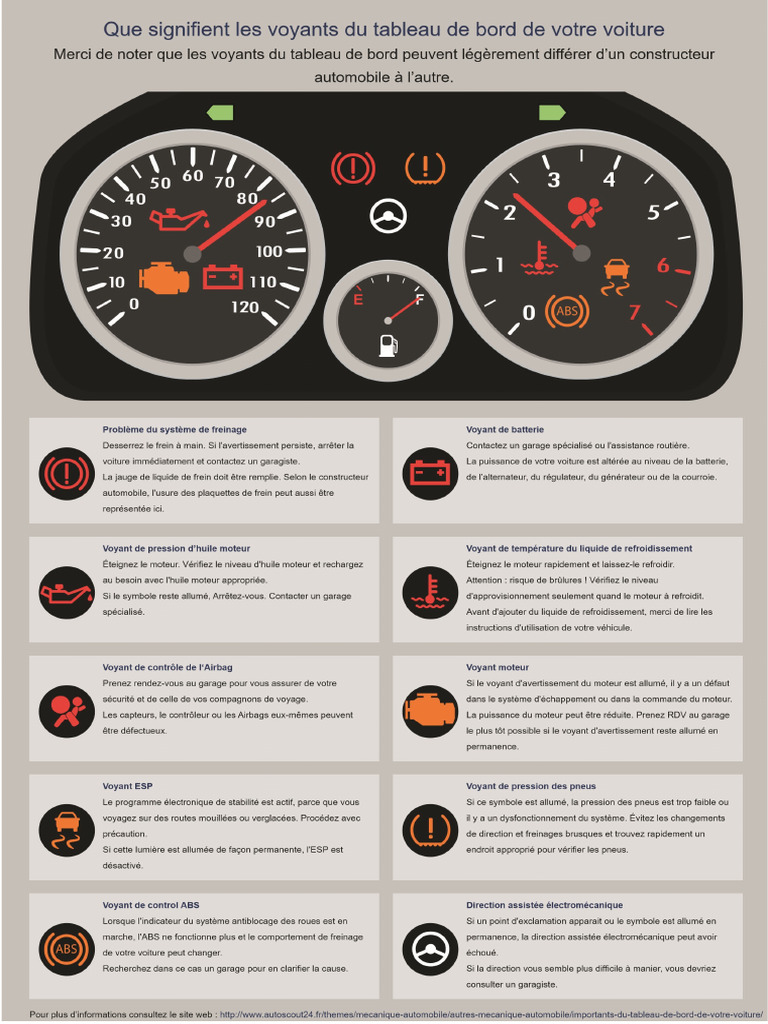 Infographie Voyants Tableau de Bord | PDF