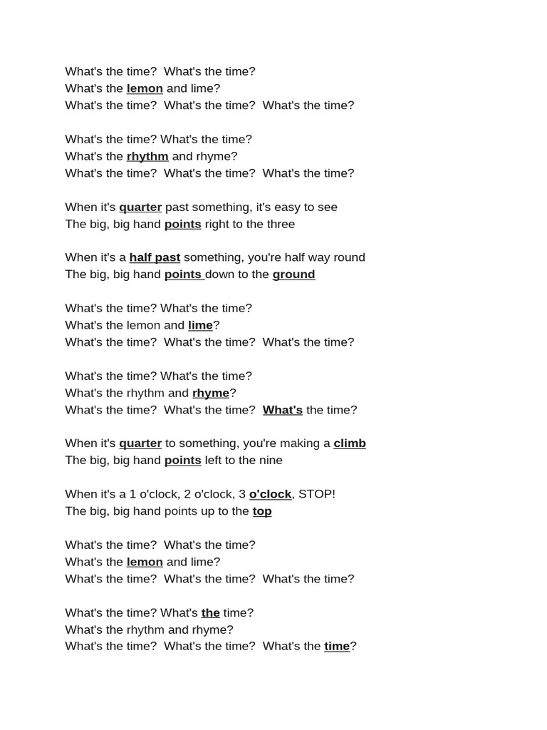 What's The Time Lyrics (Key) | PDF