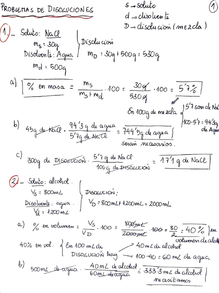 Ejercicios Disoluciones_Soluciones | PDF