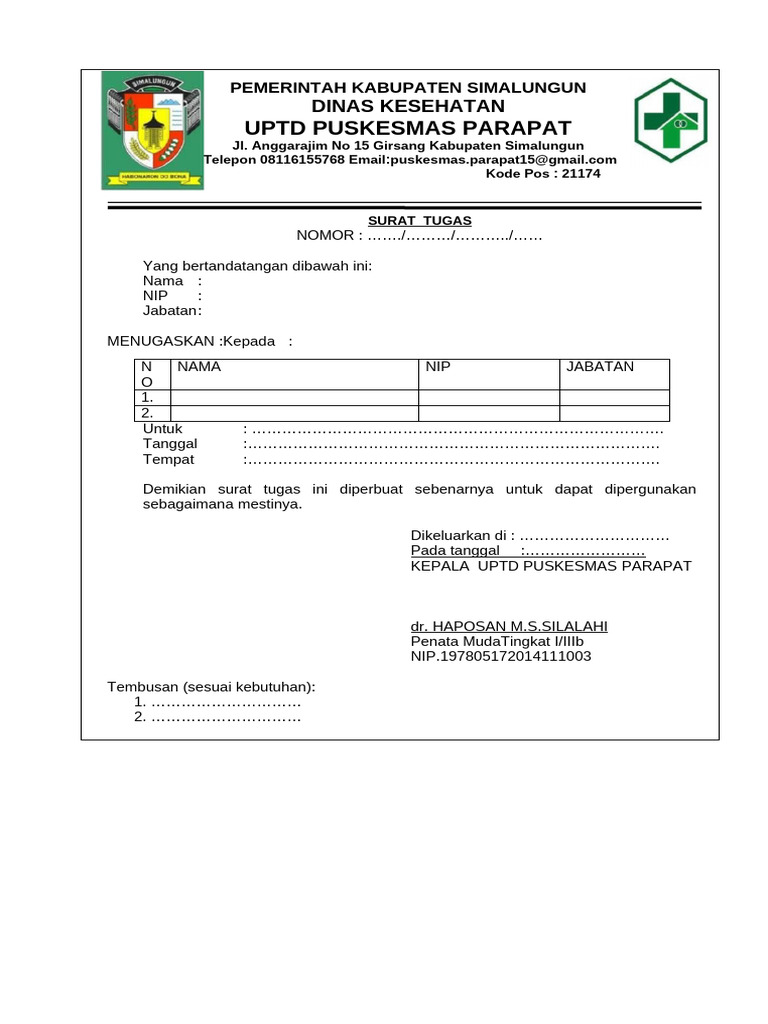 Contoh Format Surat Tugas | PDF