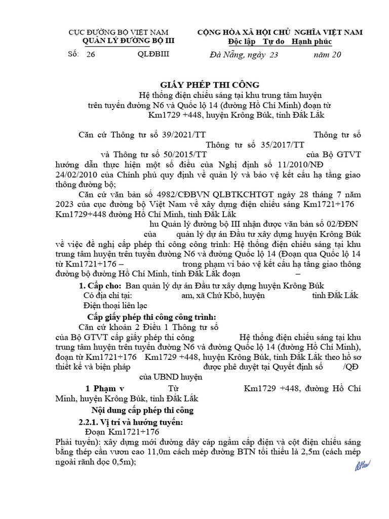 2024 T04 N23 GP26 - Thi He Thong Dien Chieu Sang Km1721176-Km1729448 KrongBuk Đường HCM Đắk ...
