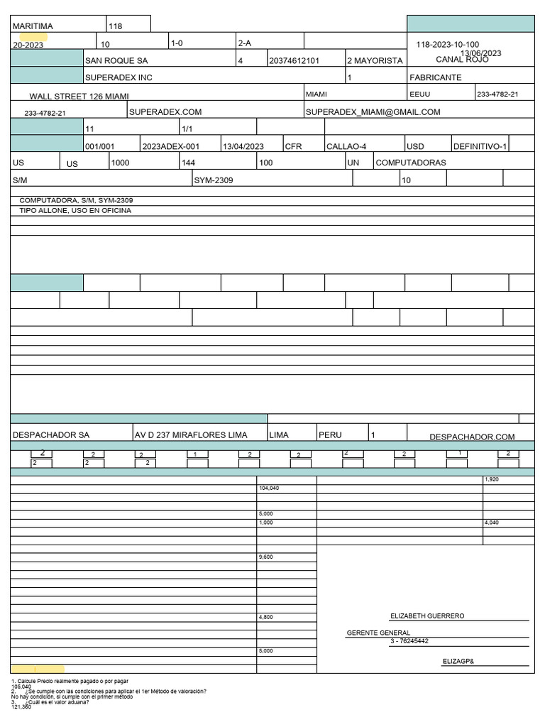 Declaración Aduanera de Mercancías B | PDF | Transporte de mercancías ...