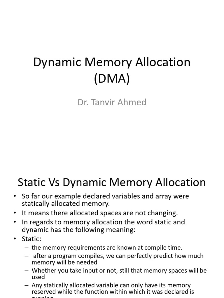 2.1 - Dynamic Memory Allocation | PDF | Pointer (Computer Programming ...