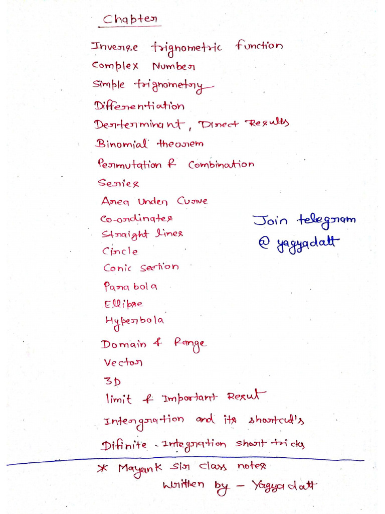 Complete Mathematics Short Notes | PDF