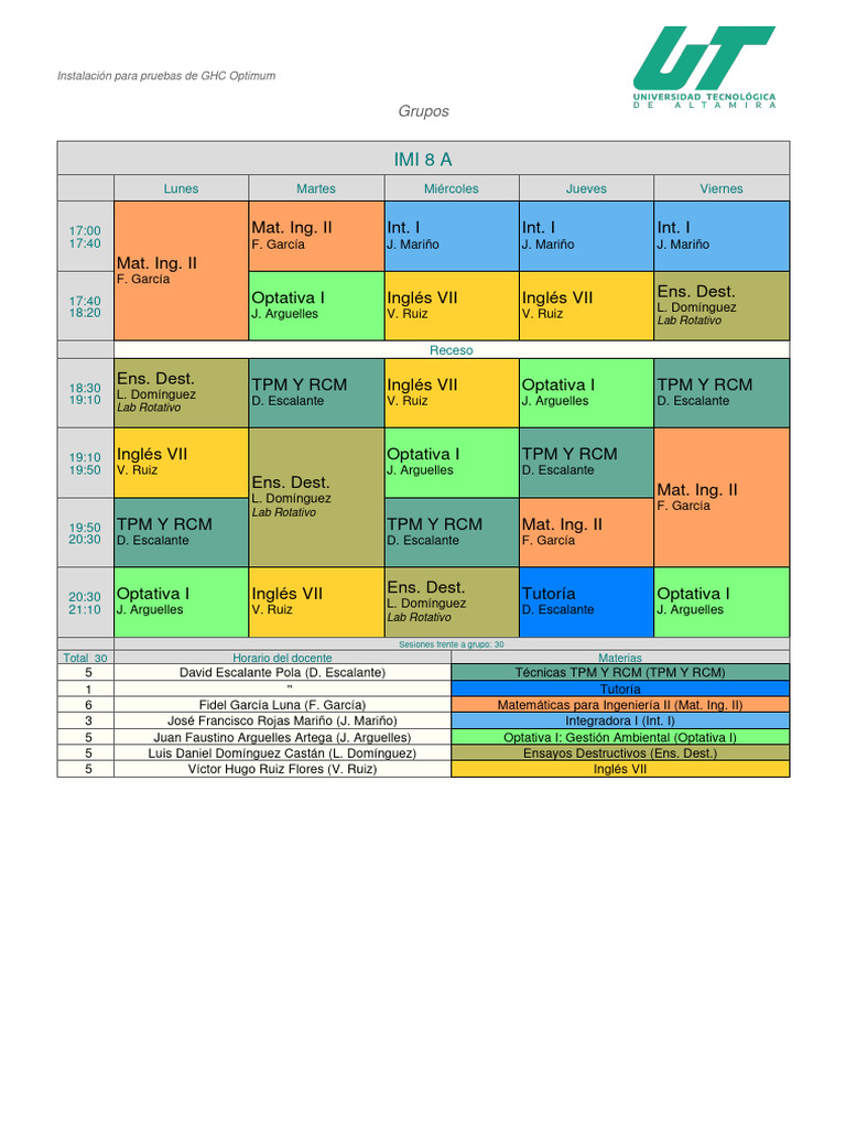 Horario Escolar | PDF