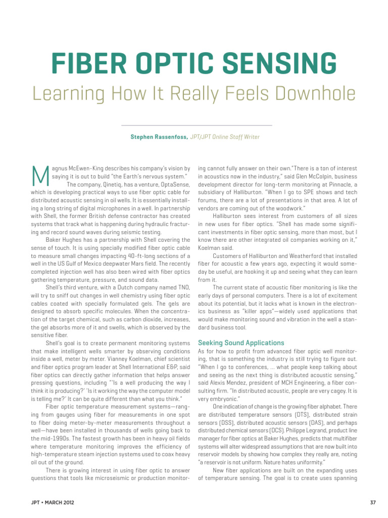 Fiber Optic Sensing - Articles | PDF | Optical Fiber | Sonar