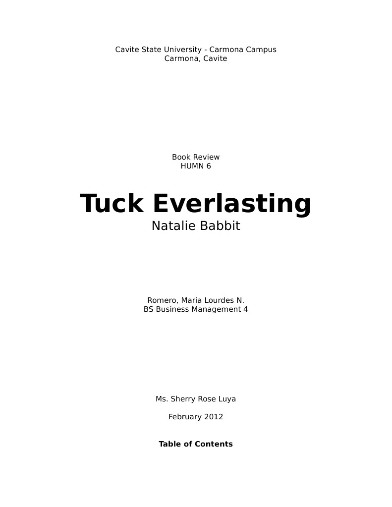 Tuck Everlasting | PDF