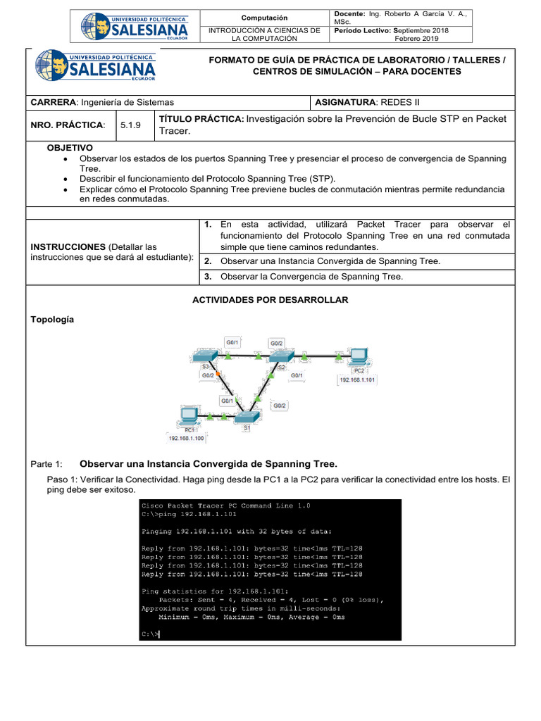 Prevención de Bucle STP en Packet Tracer | PDF | Protocolos de ...
