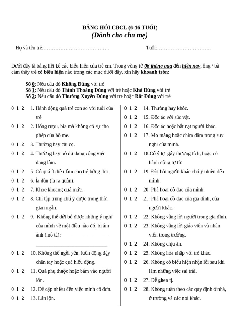 Thang Do CBCL | PDF