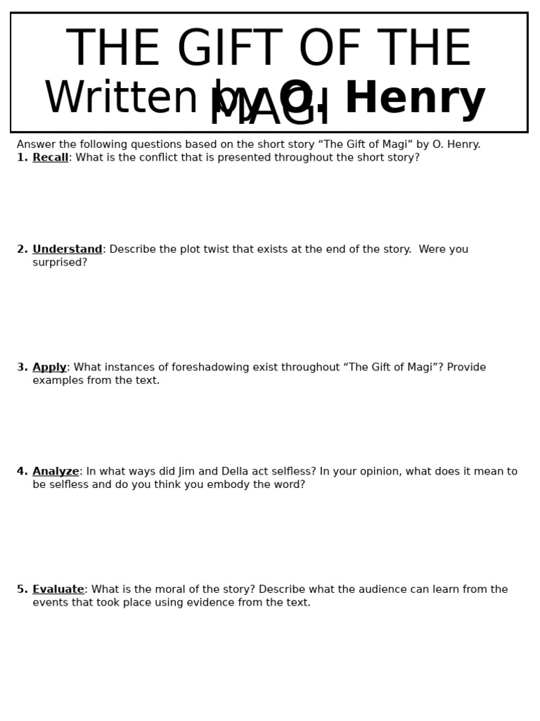 Analyzing "The Gift of the Magi" | PDF