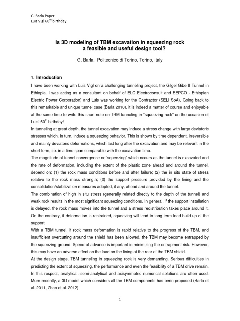 3D Modeling for TBM in Squeezing Rock | PDF | Stress (Mechanics) | Tunnel