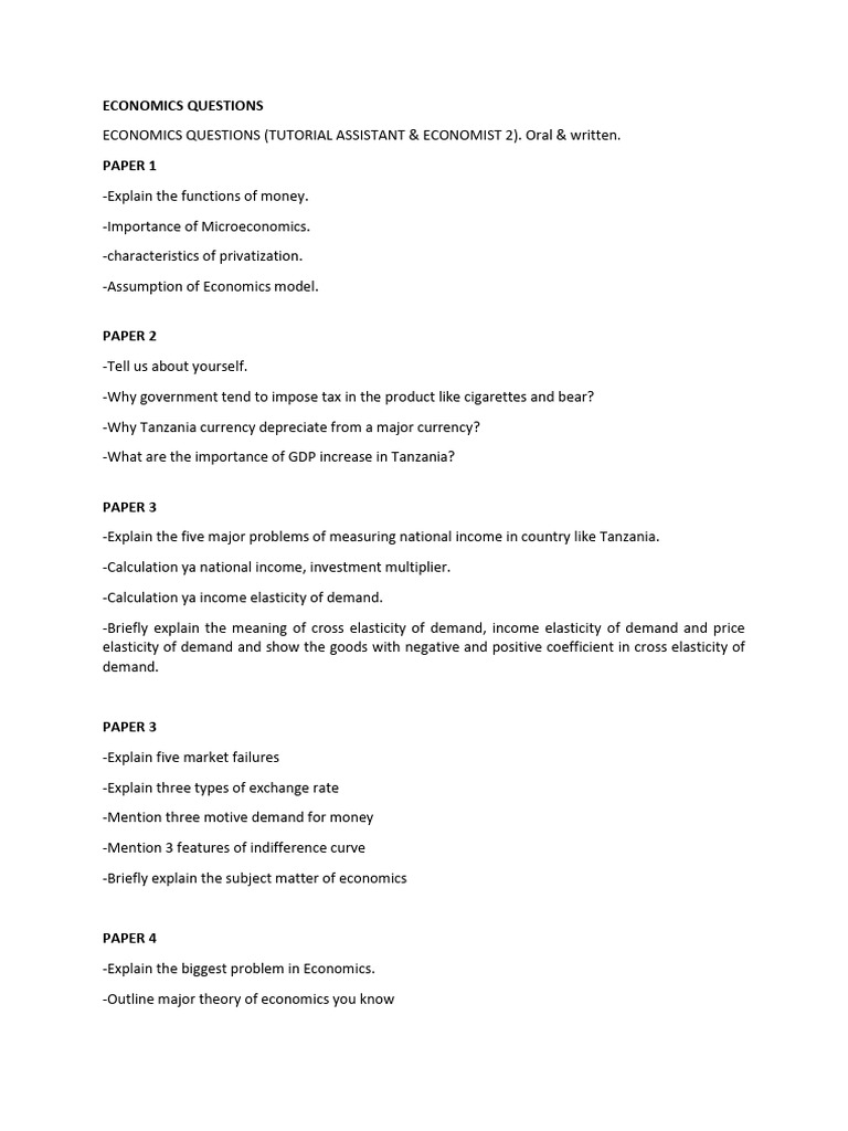 Economics Questions and Answers Guide | PDF | Economics | Inflation