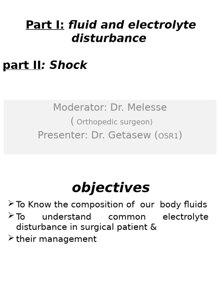 Fluid and Electrolyte Management in Surgery | PDF | Shock (Circulatory ...