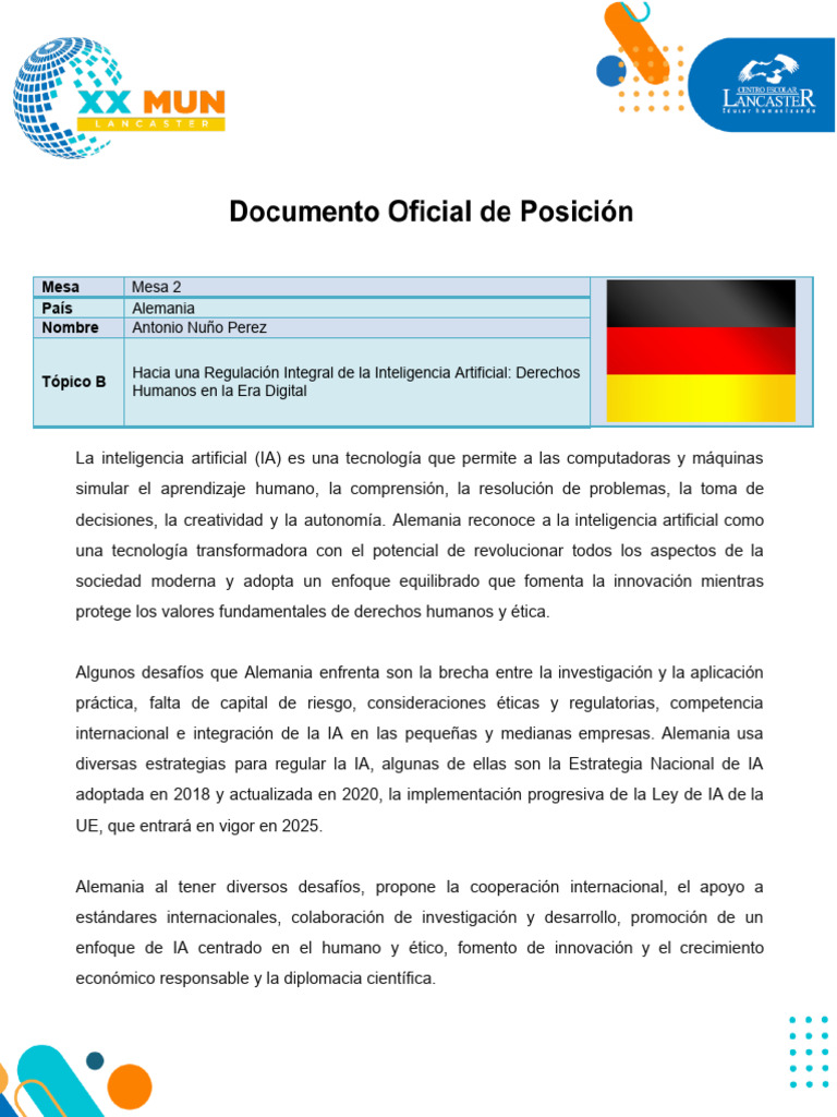 ANTONIO NUÑO PEREZ - Documento de Posición Editables | PDF