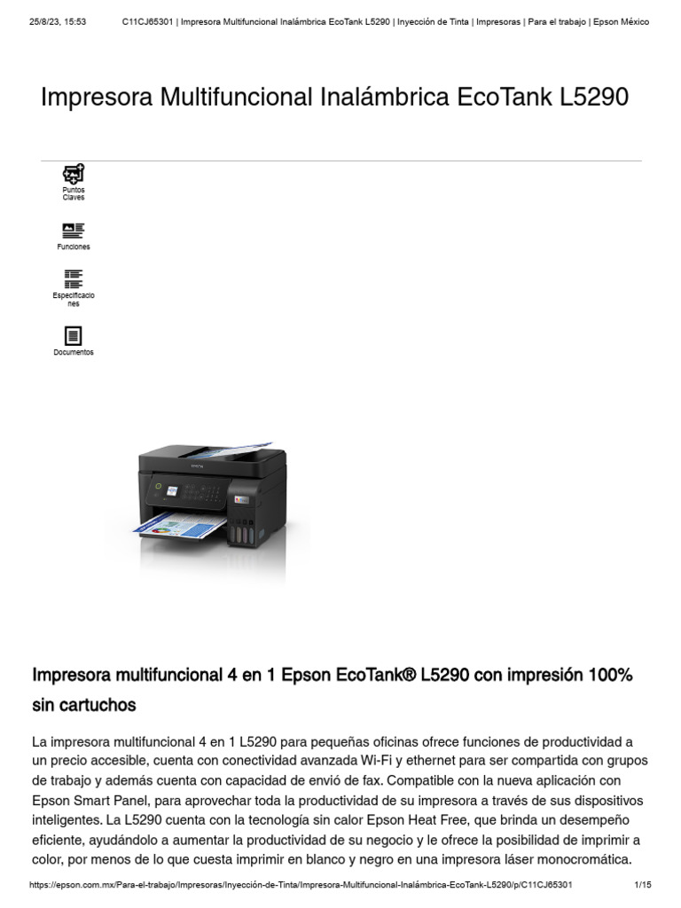 Impresora EcoTank L5290: Multifuncional y Económica | PDF | Impresora ...