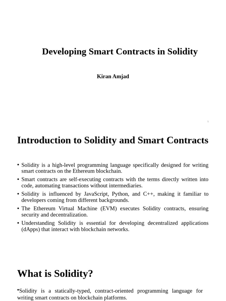 Lecture 10.developing Smart Contracts in Solidity | PDF | Data Type | Computer Science