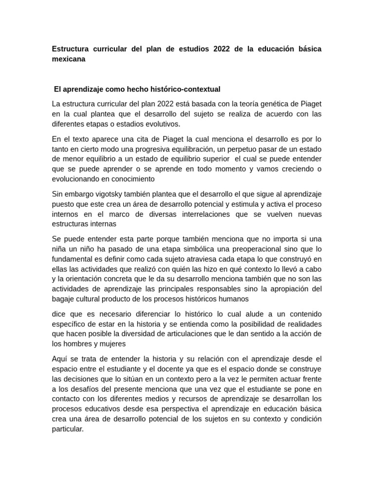 Estructura Curricular 2022 Educación Básica | PDF | Aprendizaje | Plan ...