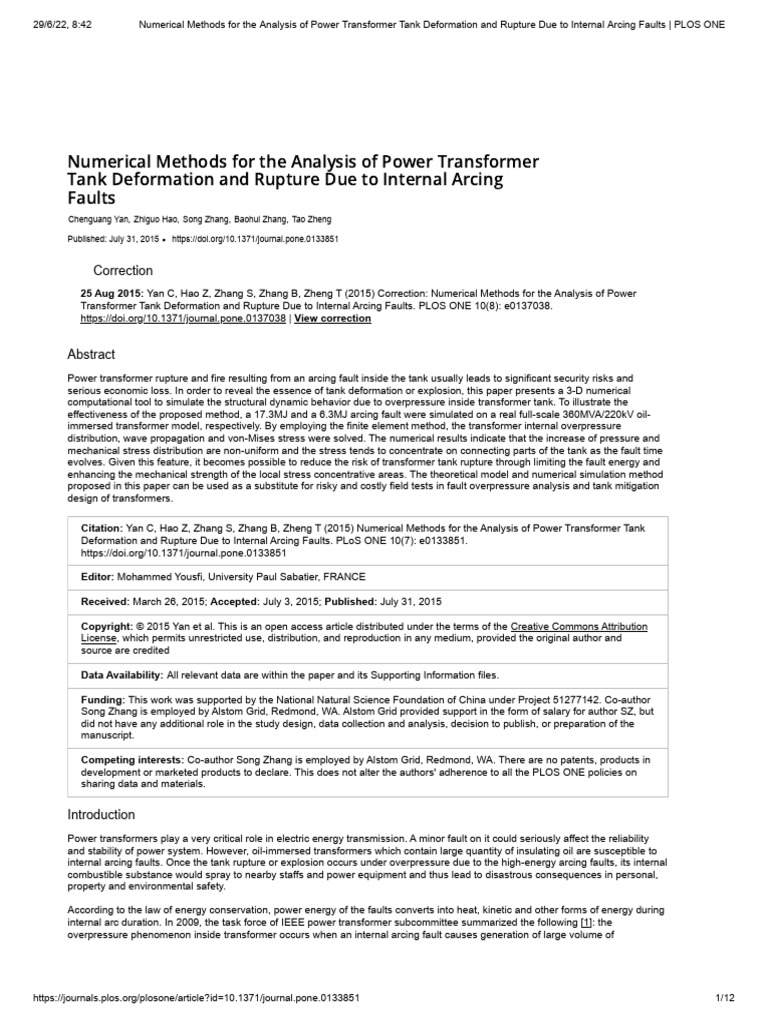 Numerical Methods For The Analysis of Power Transformer Tank ...