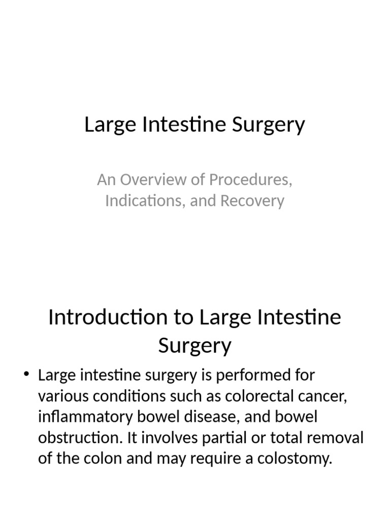 Large Intestine Surgery | PDF