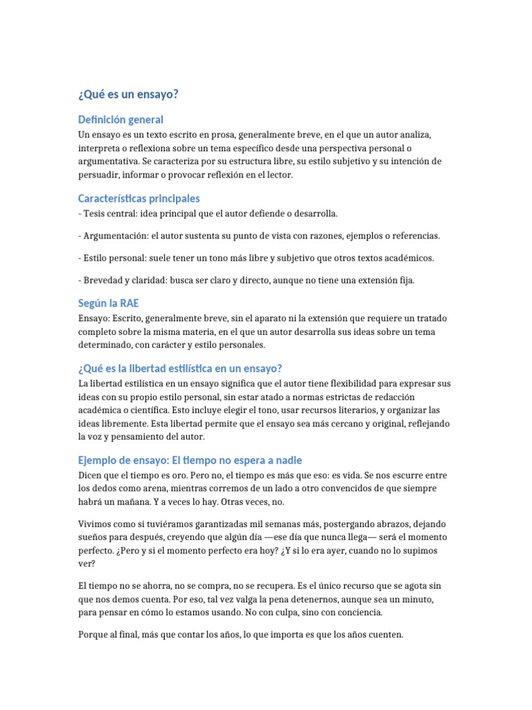 Definición y características del ensayo | PDF