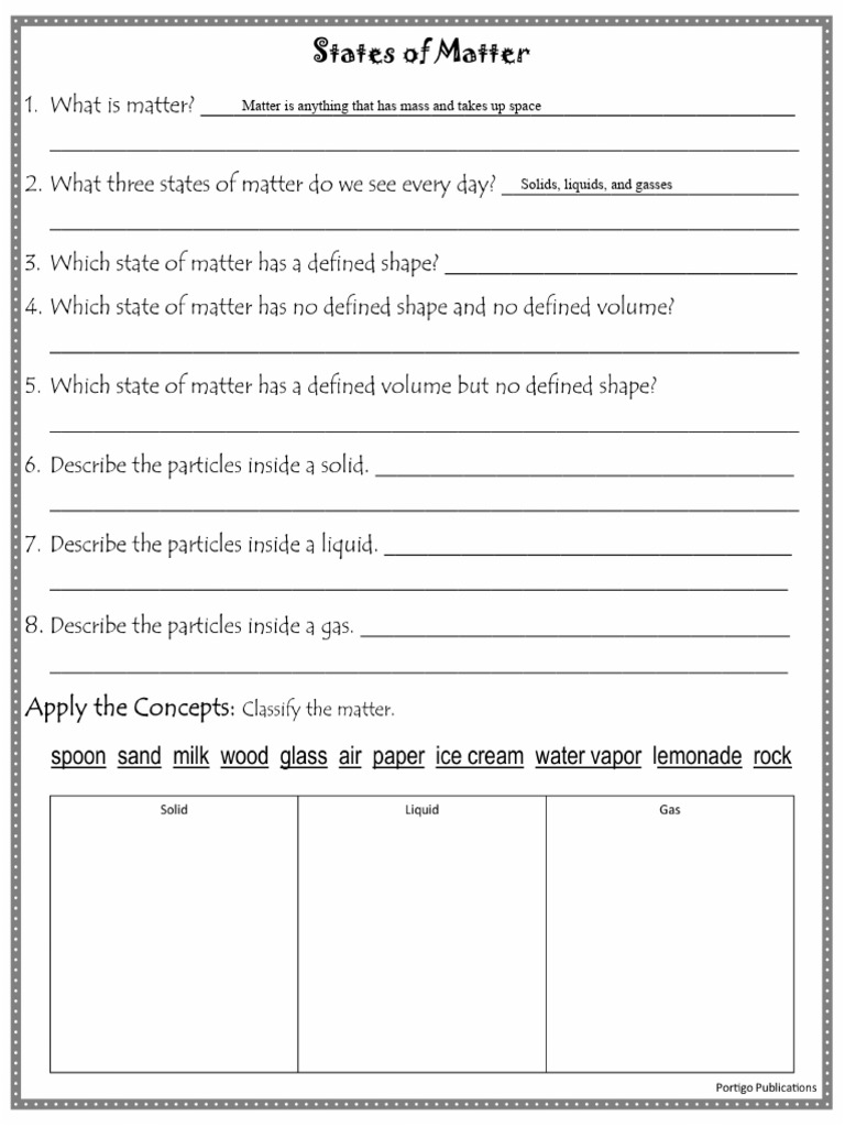 StatesofMatter Assignment | PDF