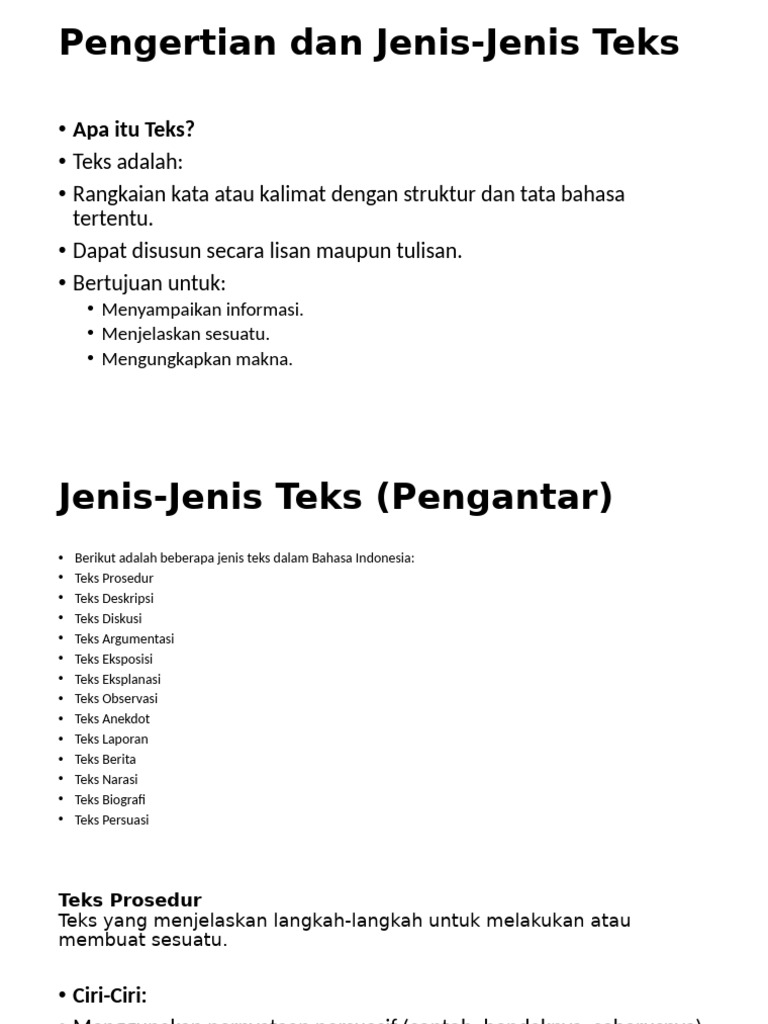 Pengertian dan Jenis Teks dalam Bahasa Indonesia | PDF