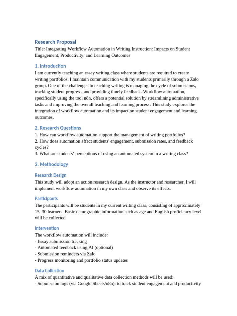Writing Class Workflow Automation Proposal | PDF | Automation | Data