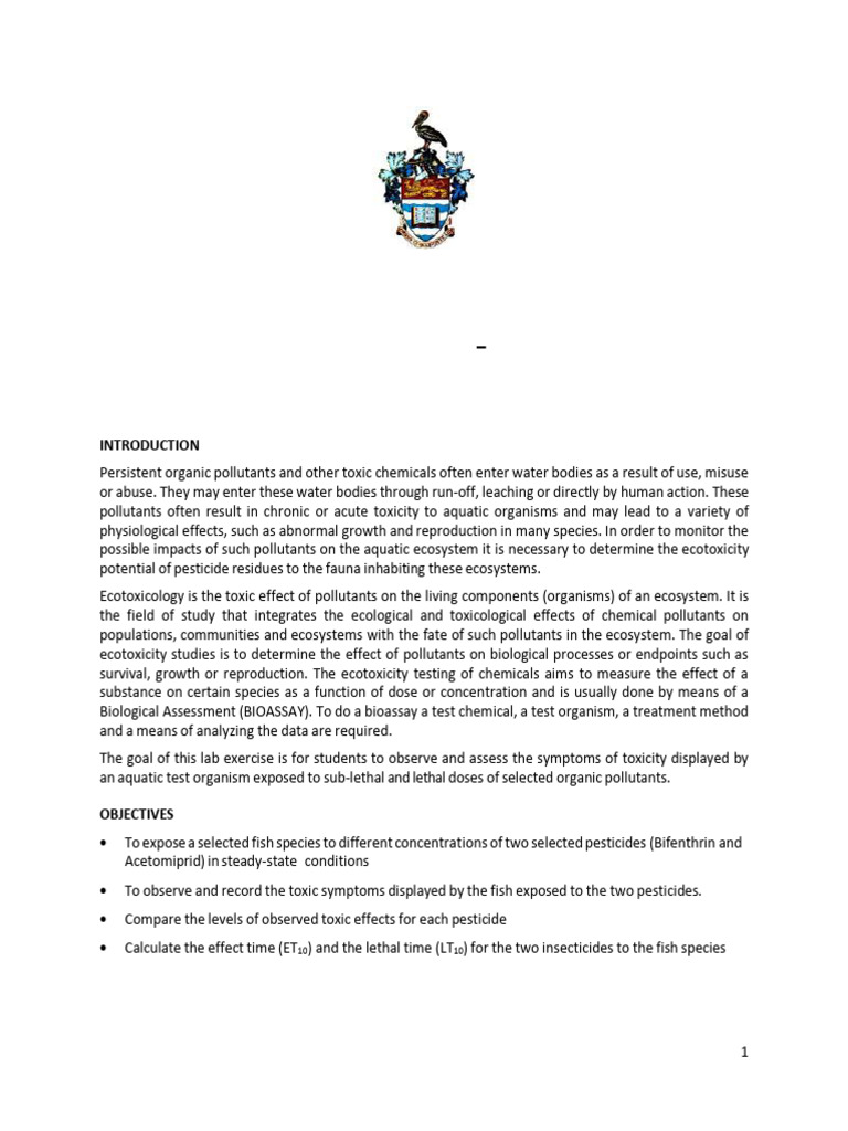 BIOL3410 - Ecotoxicity Practicals (2025) - Sub-lethal and acute ...