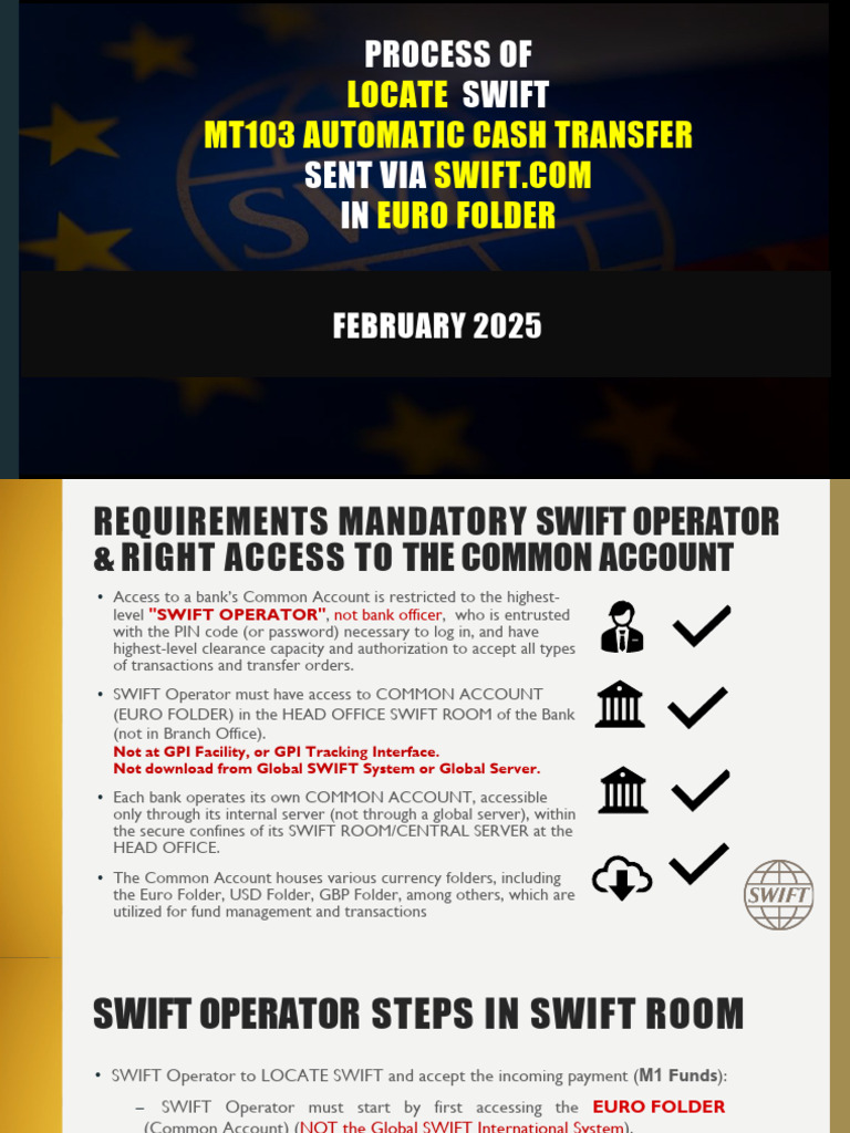 LOCATE SWIFT MT103 Auto Cash Transfer in EURO FOLDER | PDF | Euro | Banks