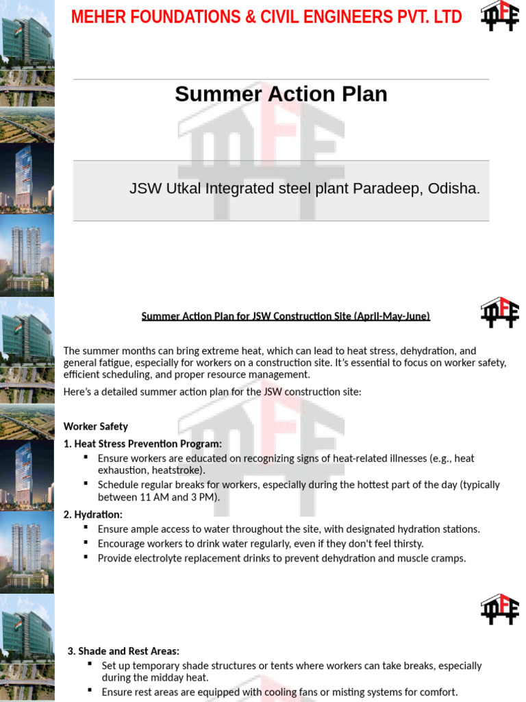 Summer Action Plan at JSW Site | PDF | Hyperthermia | Dehydration