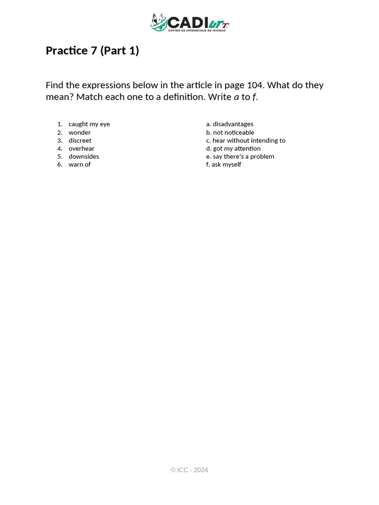 U10 - Practice 7 (Part 1) | PDF